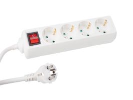Perel EB4S-3-G 4-fach Steckdosenleiste mit Schalter - 3 Meter